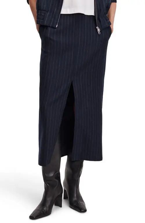 Rag & Bone Bessie Wool Blend Pinstripe Midi Skirt