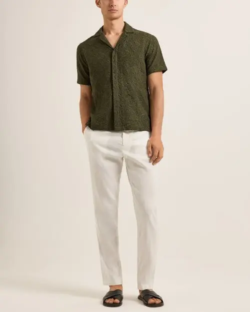 Orlebar Brown Maitan Broderie Relaxed-fit Shirt - Bayleaf Green