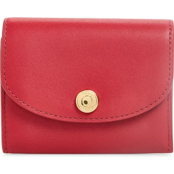 Veronica Beard Flap Leather Card Case - Crimson