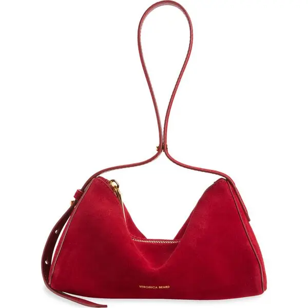 Veronica Beard Prism Suede Shoulder Bag - Crimson