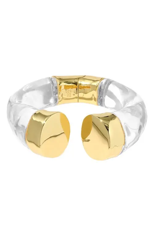 Alexis Bittar Liquid Lucite Large Capped Hinge Cuff - Gold/clear