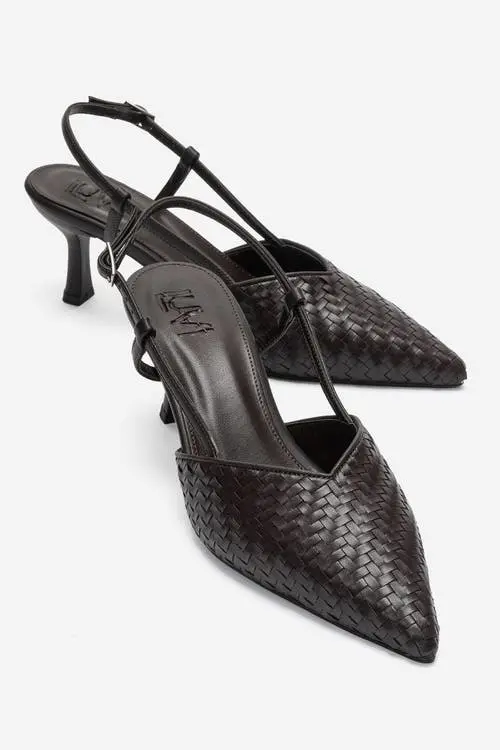 PROLOGUE SHOES Mavero Slingback Stiletto Pump - Brown