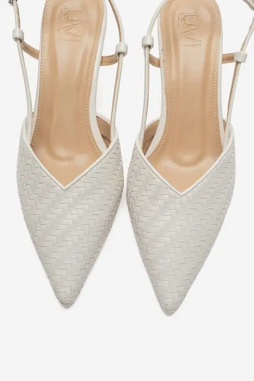 PROLOGUE SHOES Mavero Slingback Stiletto Pump - White