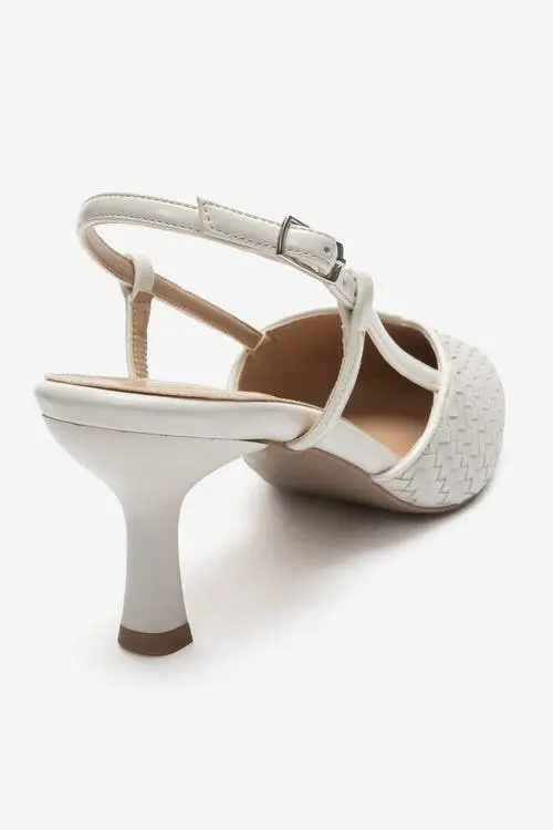 PROLOGUE SHOES Mavero Slingback Stiletto Pump - White