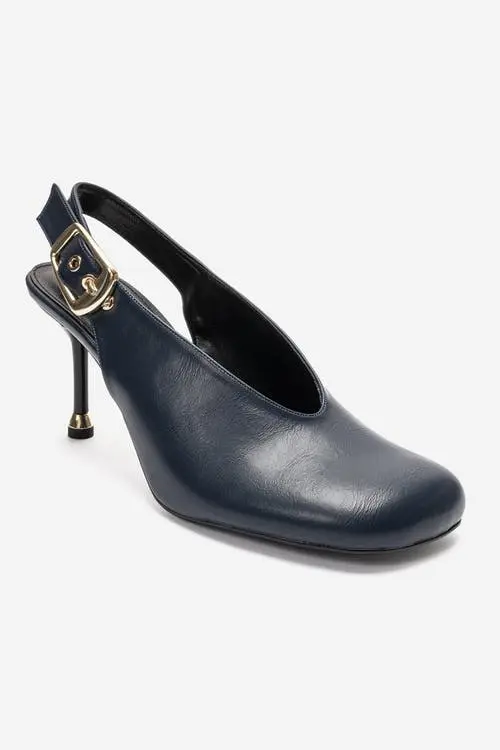PROLOGUE SHOES Flaris Slingback Stiletto Pump - Navy