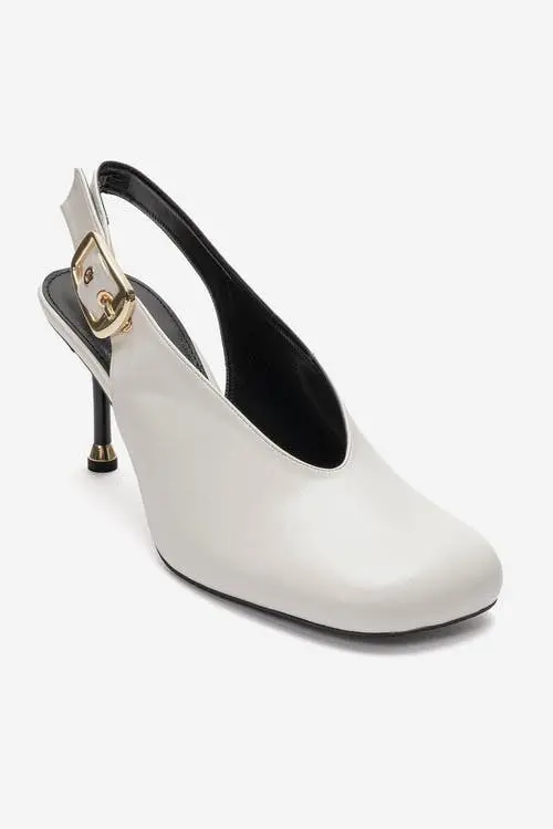 PROLOGUE SHOES Flaris Slingback Stiletto Pumps - White