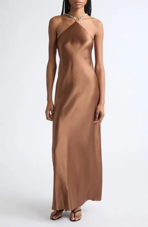 Staud Cadence Halter Neck Gown - Cigar