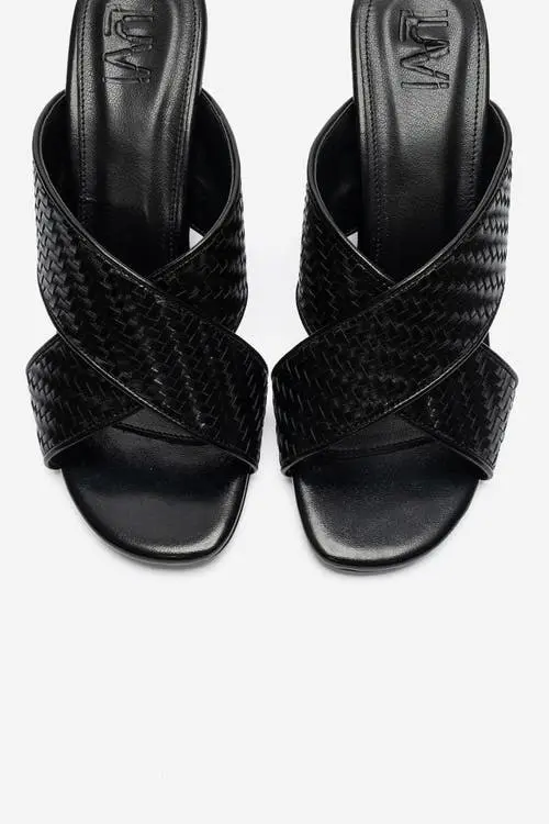 PROLOGUE SHOES Lavean Cross Strap Wedge Sandal - Black