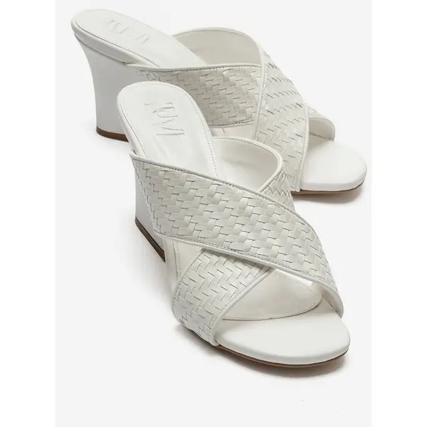 PROLOGUE SHOES Lavean Cross Strap Wedge Sandal - White