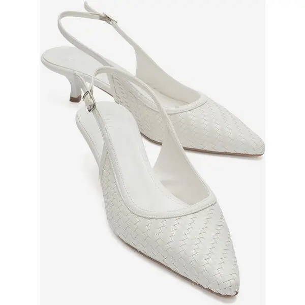 PROLOGUE SHOES Fendrix Kitten Heel Slingback Pump - White