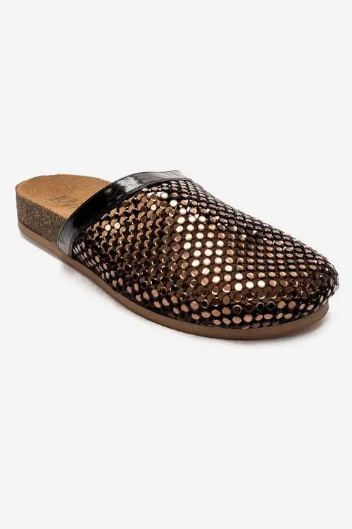 PROLOGUE SHOES Montera Embellished Mule - Brown