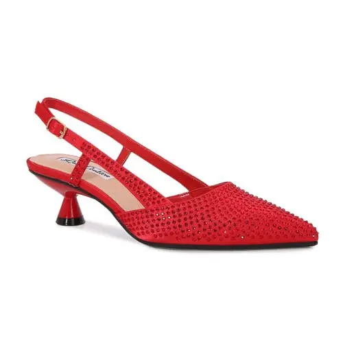 LADY COUTURE Embellished Slingback Pumps With Sculptural Heel - Red