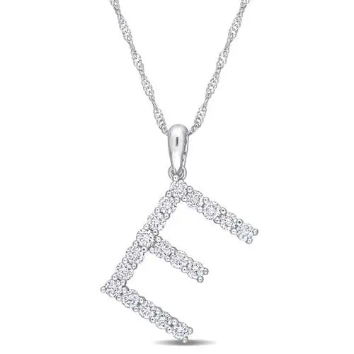 JULIANNA B. 10k White Gold Diamond Initial Pendant Necklace - E