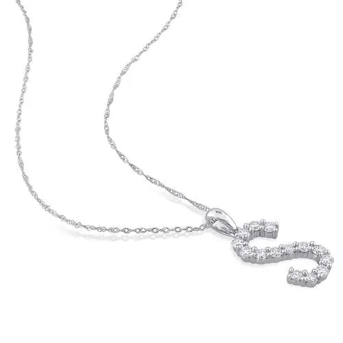 JULIANNA B. 10k White Gold Diamond Initial Pendant Necklace - S