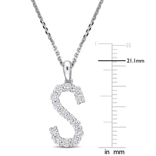 JULIANNA B. 10k White Gold Diamond Initial Pendant Necklace - S