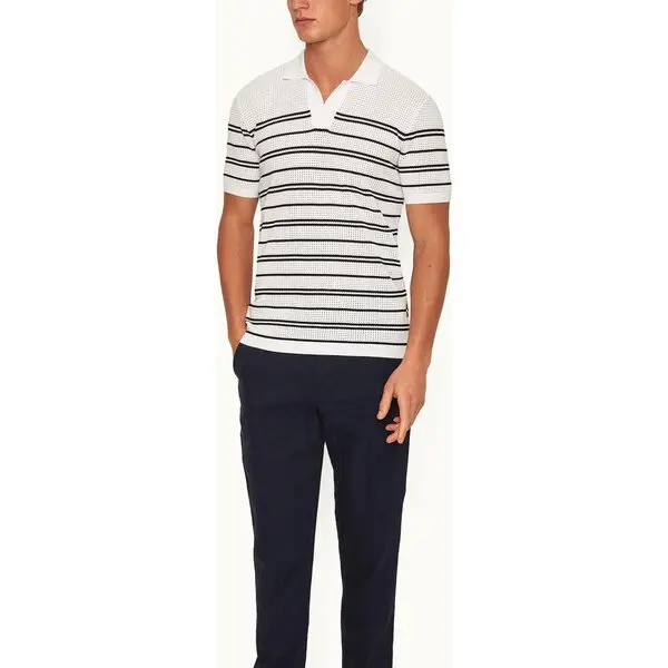 Orlebar Brown Roddy Stripe Polo Shirt - White/night Iris
