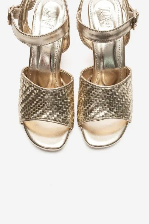 PROLOGUE SHOES Sylvar Slingback Wedge Sandal - Gold