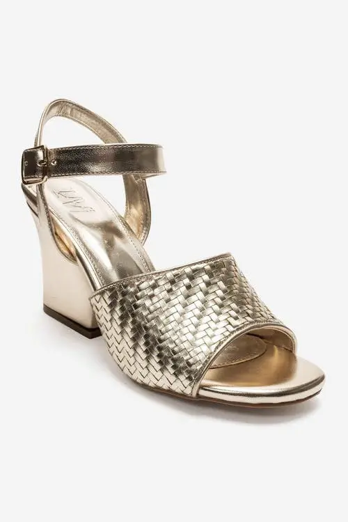 PROLOGUE SHOES Sylvar Slingback Wedge Sandal - Gold