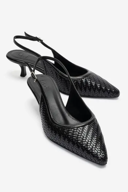 PROLOGUE SHOES Fendrix Kitten Heel Slingback Pump - Black