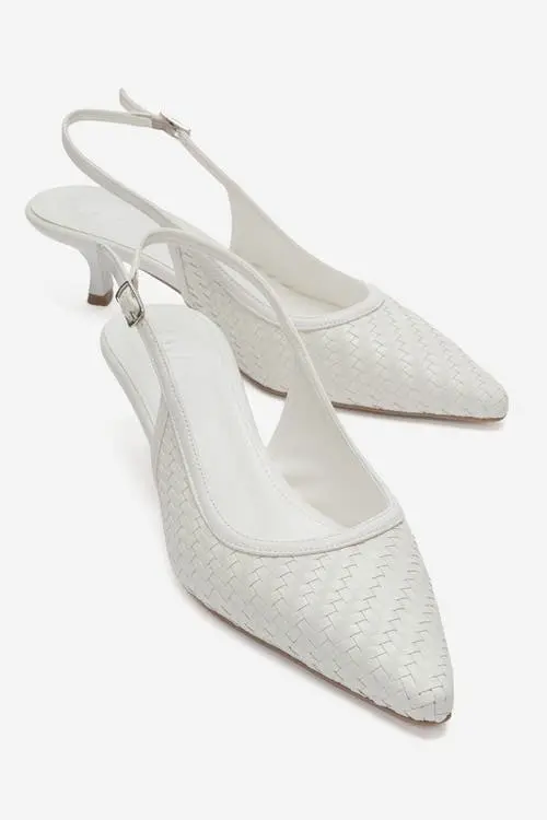 PROLOGUE SHOES Fendrix Kitten Heel Slingback Pump - White