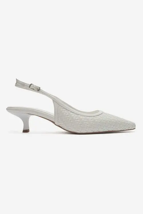 PROLOGUE SHOES Fendrix Kitten Heel Slingback Pump - White