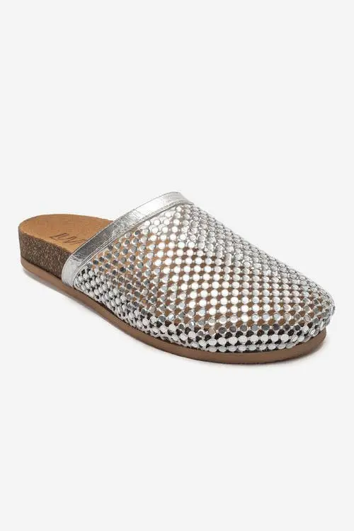 PROLOGUE SHOES Montera Embellished Mule - Silver