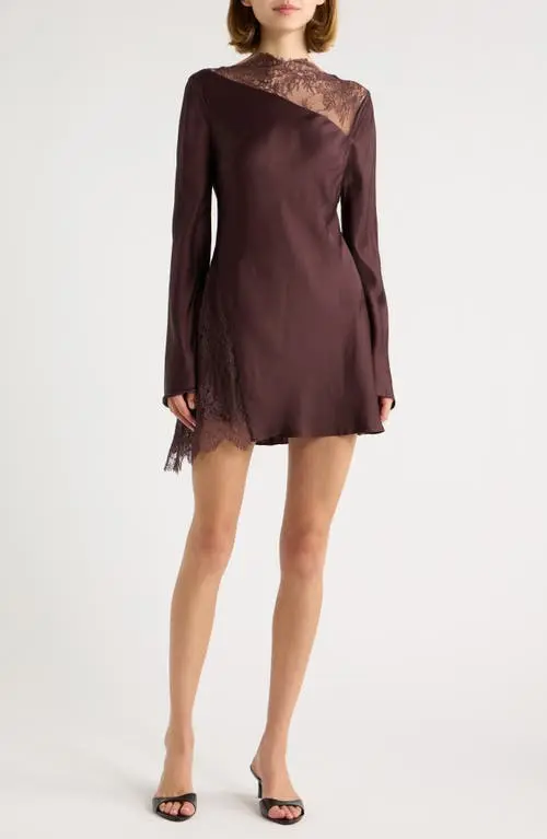 Shona Joy Allgra Asymmetric Lace Panel Charmeuse Minidress