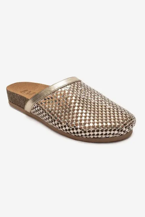 PROLOGUE SHOES Montera Embellished Mule - Gold