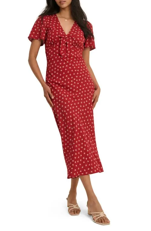 NOBODY'S CHILD Faith Flutter Sleeve Midi Dress