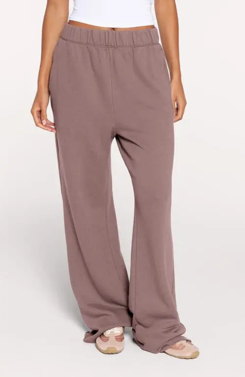 NUUDS Raw Hem Wide Leg Sweatpants - Cocoa