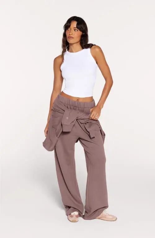 NUUDS Raw Hem Wide Leg Sweatpants - Cocoa