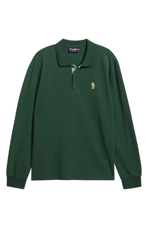 ROWING BLAZERS Pooh Hudson Long Sleeve Cotton Piqué Polo - Green