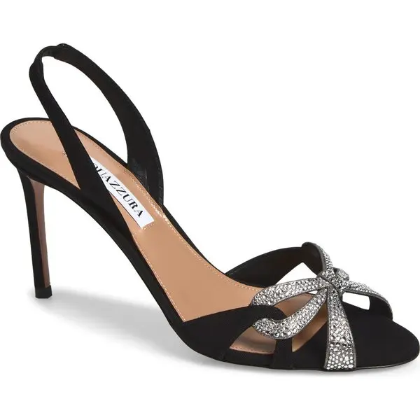 AQUAZZURA Ribbon Kiss Slingback Sandal - Black
