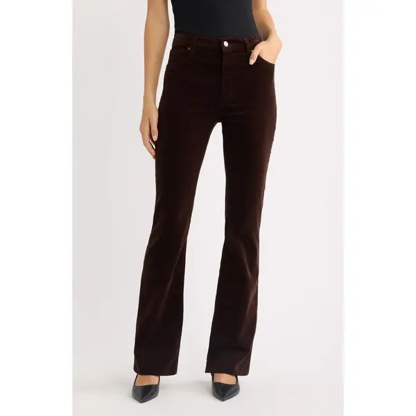 FRAME The Pixie Corduroy Reboot High Waist Bootcut Pants - Espresso