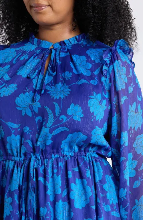 SUGARLIPS Kristen Balloon Sleeve Tiered Midi Dress