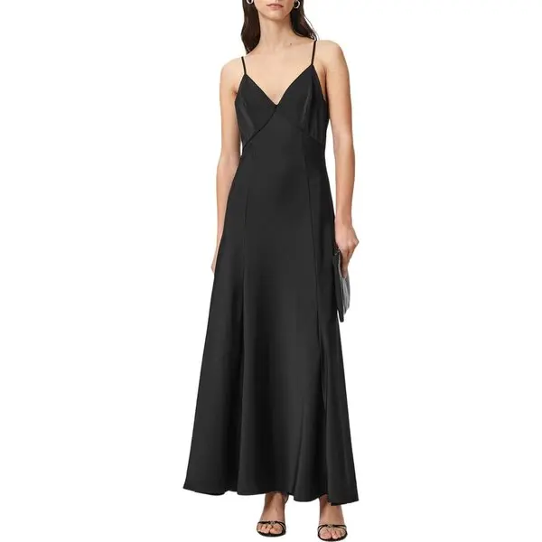 ALLSAINTS Irina Satin Maxi Slipdress - Black