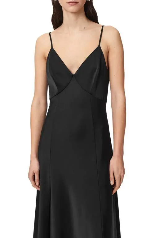 ALLSAINTS Irina Satin Maxi Slipdress - Black
