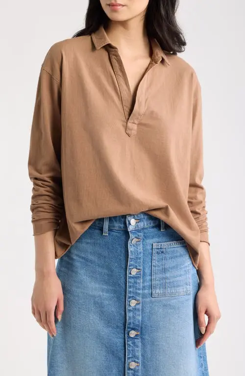 Frank & Eileen Patrick Popover Henley In Heritage Jersey - Chai