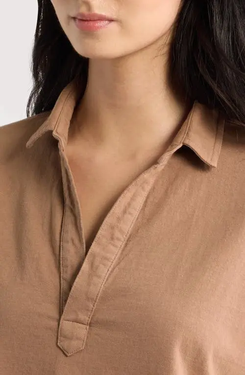 Frank & Eileen Patrick Popover Henley In Heritage Jersey - Chai