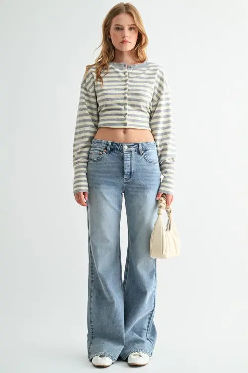 JEMINA DENIM The Meridian High Rise Relaxed Flare Jean