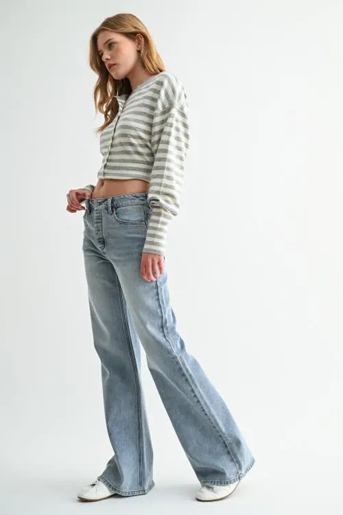 JEMINA DENIM The Meridian High Rise Relaxed Flare Jean