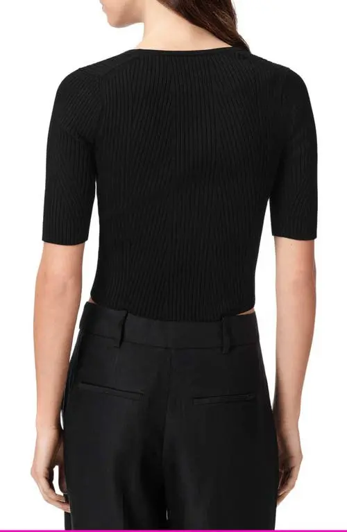 ALLSAINTS Cruz Hally Ribbed Square Neck Top - Black