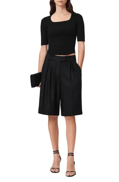 ALLSAINTS Cruz Hally Ribbed Square Neck Top - Black