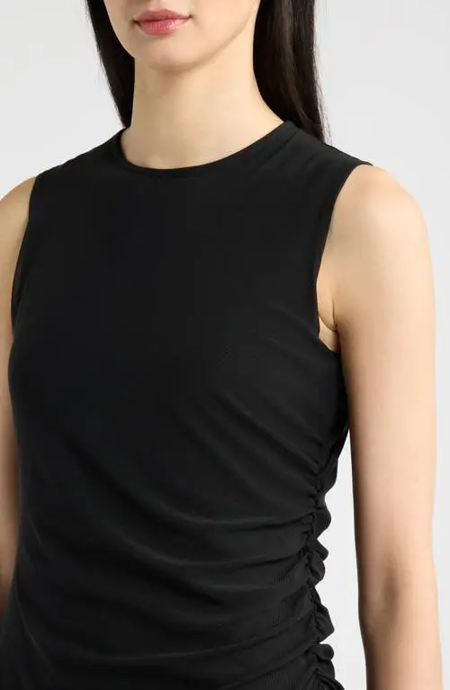 ALLSAINTS Riley Sheer Sleeve Mesh Panel Draped Mini Dress - Black