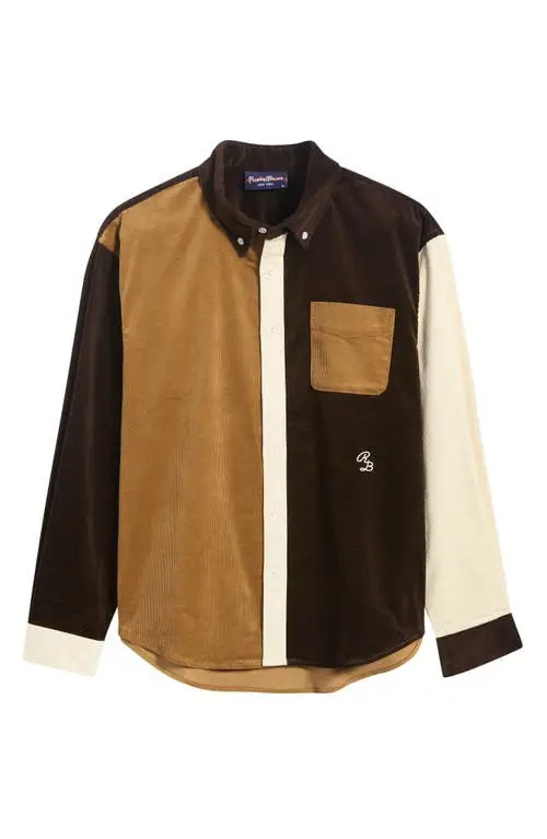 ROWING BLAZERS Relaxed Franklin Colorblock Stretch Corduroy Button-down Shirt - Brown