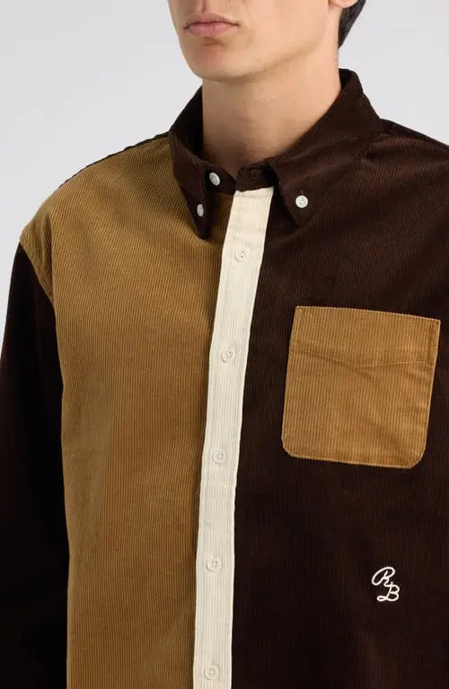 ROWING BLAZERS Relaxed Franklin Colorblock Stretch Corduroy Button-down Shirt