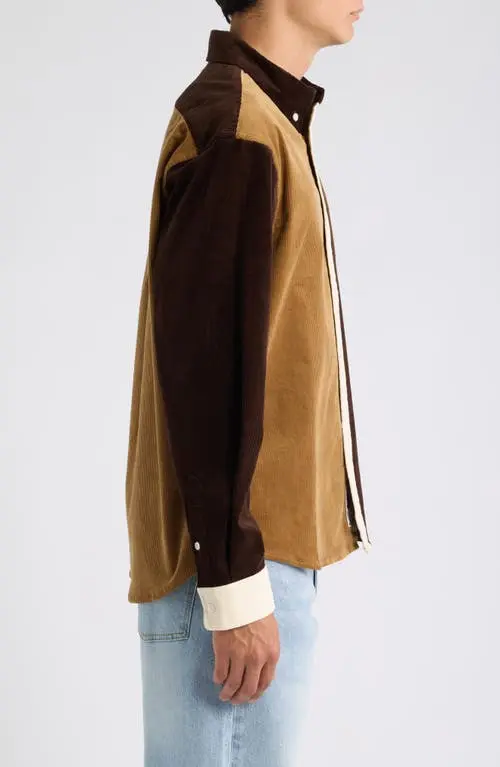 ROWING BLAZERS Relaxed Franklin Colorblock Stretch Corduroy Button-down Shirt