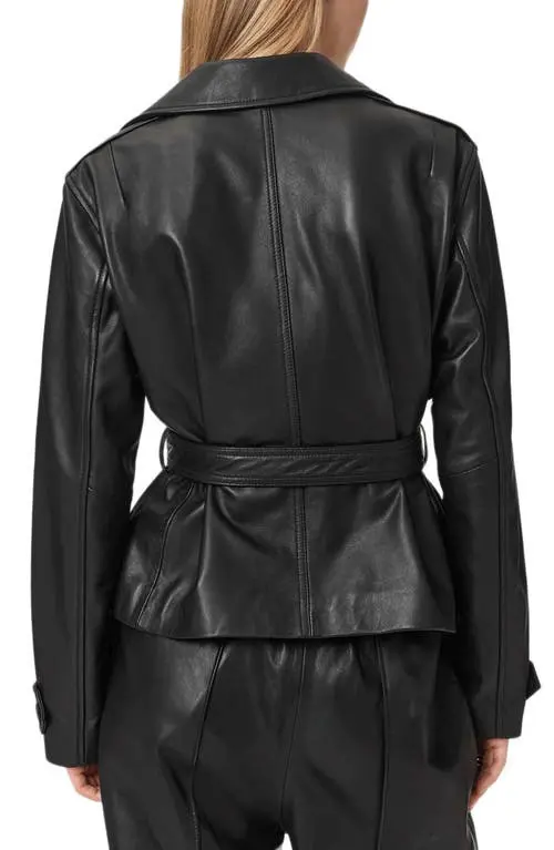ALLSAINTS Okena Cropped Leather Jacket