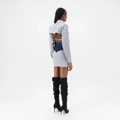UCHÈ Uche Jacquard Layered Crop Shirt