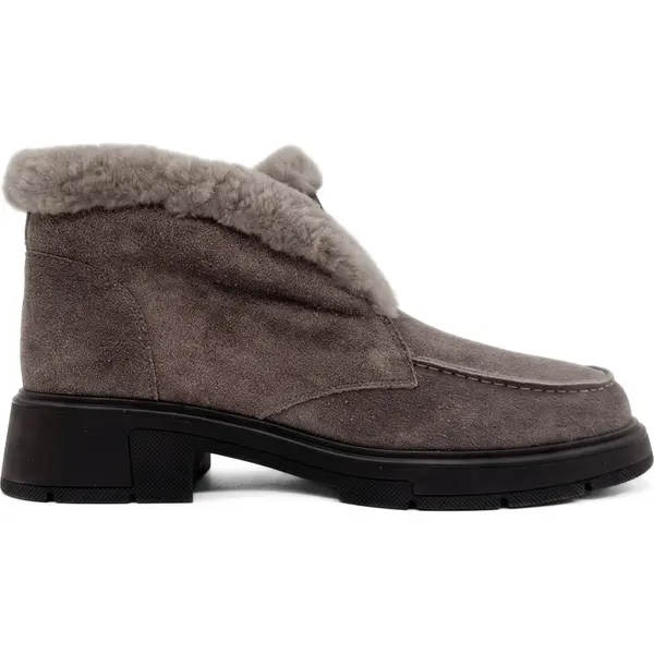 AMIE RAFA Meredith Suede Shearling Ankle Boot - Taupe